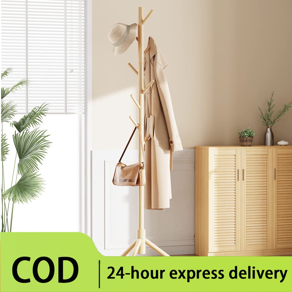 Original Solid Wood Coat Rack Triangle Tree-Shaped Clothes Rack Bedroom ...