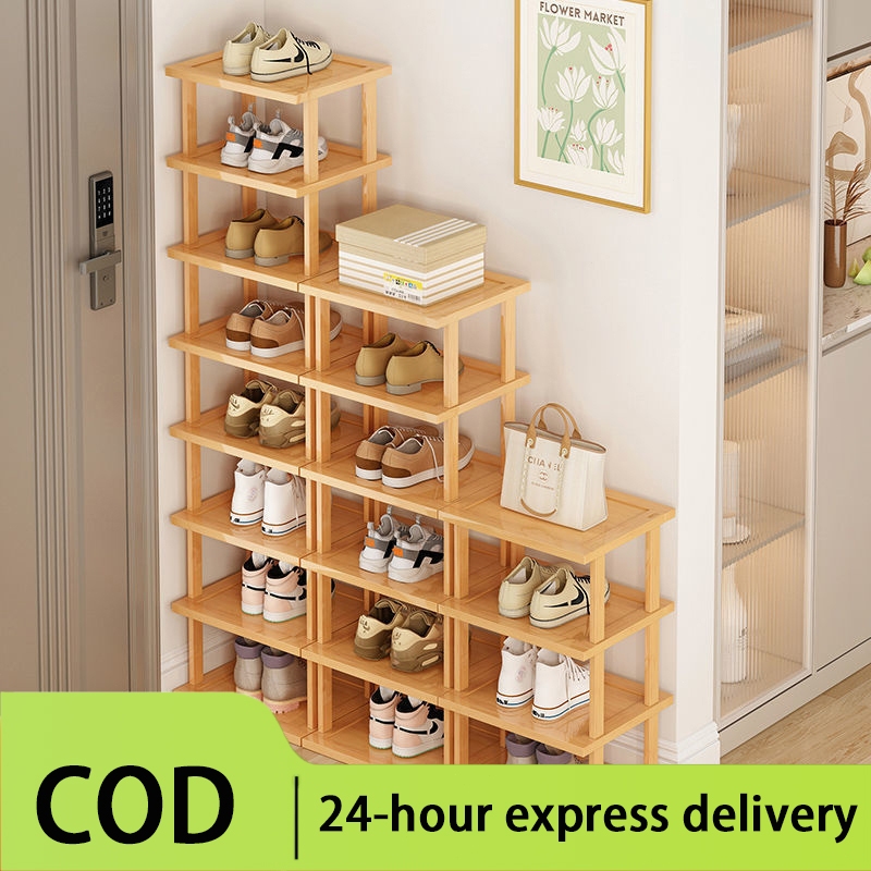 2-9 Layers Shoe Rack Organizer Bamboo Stackable DIY Bamboo Shoe Rack ...