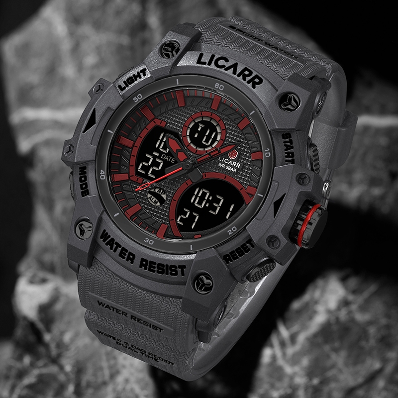LICARR Top Brand Watch Dual Display Original Waterproof Trendy Sport ...