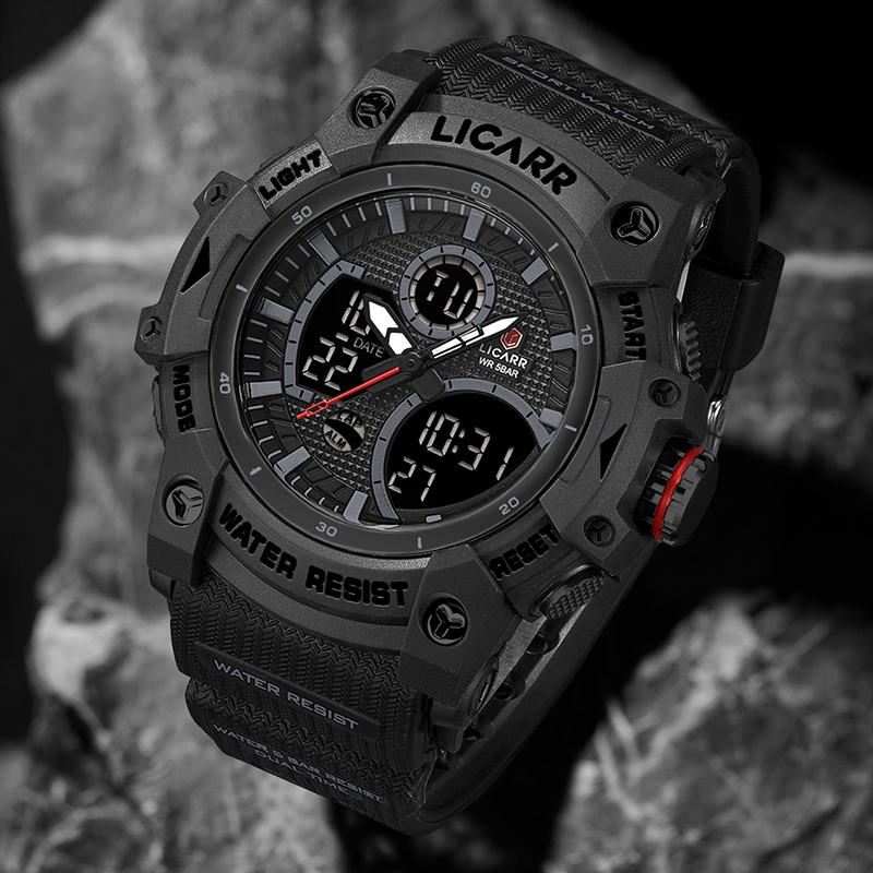 LICARR Men's Brand Watch Dual Display Original Waterproof Trend Sport ...