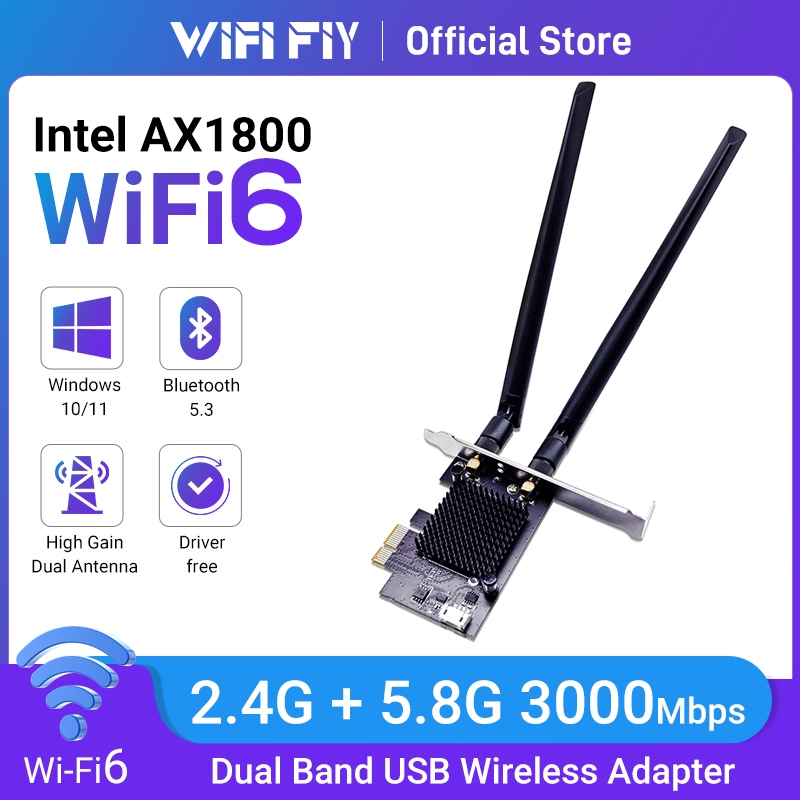 WiFi6E Intel AX1800 Bluetooth 5.4 Dual Band 2.4G/5.8GHz WiFi Card 802. ...