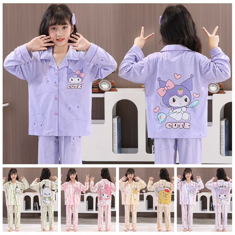 Teen's Long Sleeve Lapel Loungewear Baju Kuromi Lightweight Girl's ...