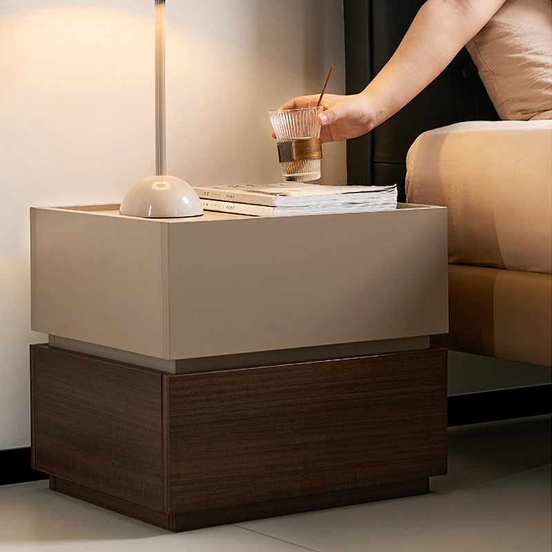 Modern Minimalist Nightstand, Luxury Solid Wood Bedside Table with ...