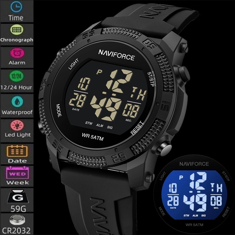 Naviforce Fashion Digital Watches for Mens Shockproof Sports Wristwatch ...