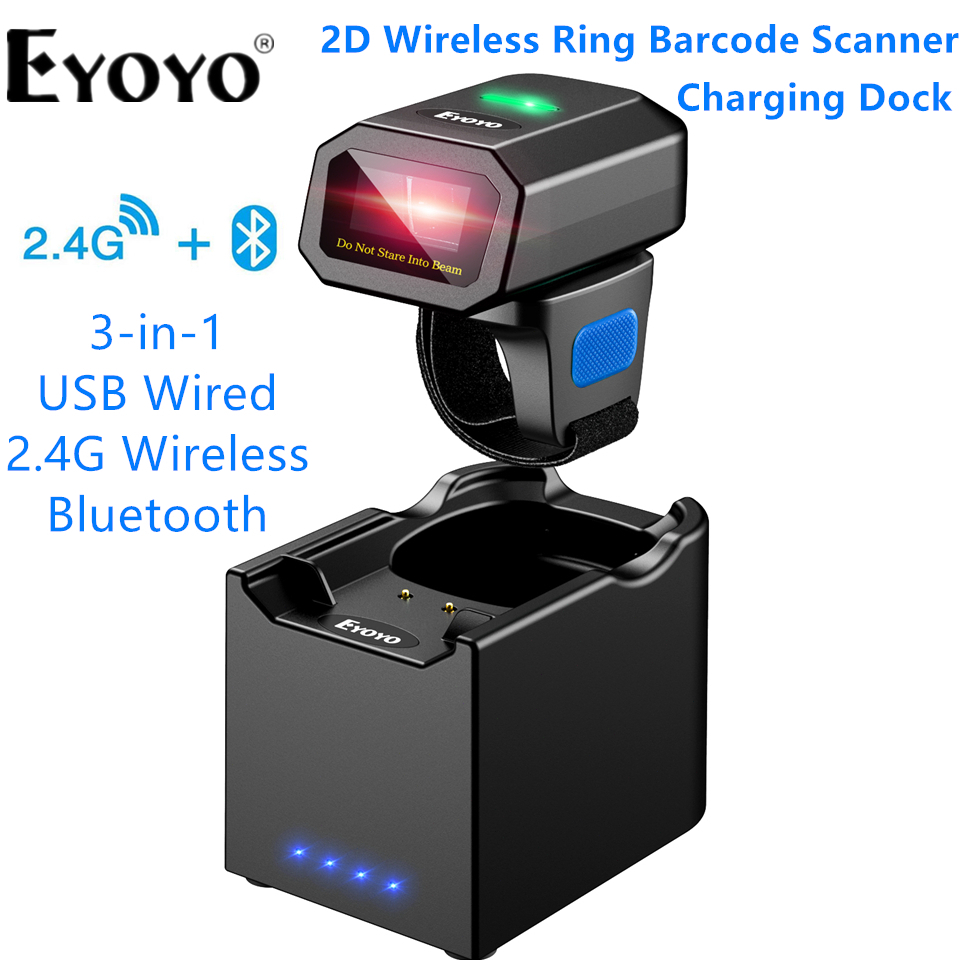 Eyoyo Wearable Ring Finger 2.4G Wireless 2D Barcode Scanner Via ...
