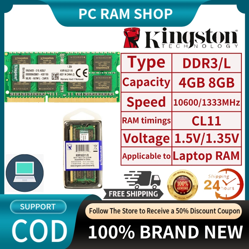 Kingston DDR3 DDR3L 4GB 8GB Laptop RAM 1333/1600MHz 1.35V 1.5V PC3 SODIMM Memory notebook ...