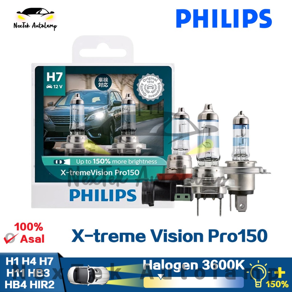 Philips X-treme Vision Pro150 H1 H4 H7 H11 HB3 HB4 HIR2 3400K +150% Brighter Yellow Light Car ...