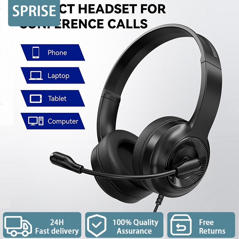 SPRISE H6308 Wired Stereo Headphone Headset Rotating Mic Earphone Noise ...