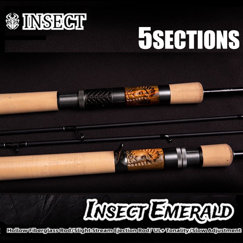 INSECT-EMERALD 5 Sections Portable Fishing Rod 1.8m Light Action Rod ...