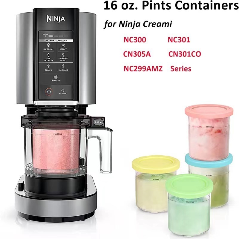 Ice Cream Pint Containers for Ninja Creami Pints and Lids Dishwasher ...