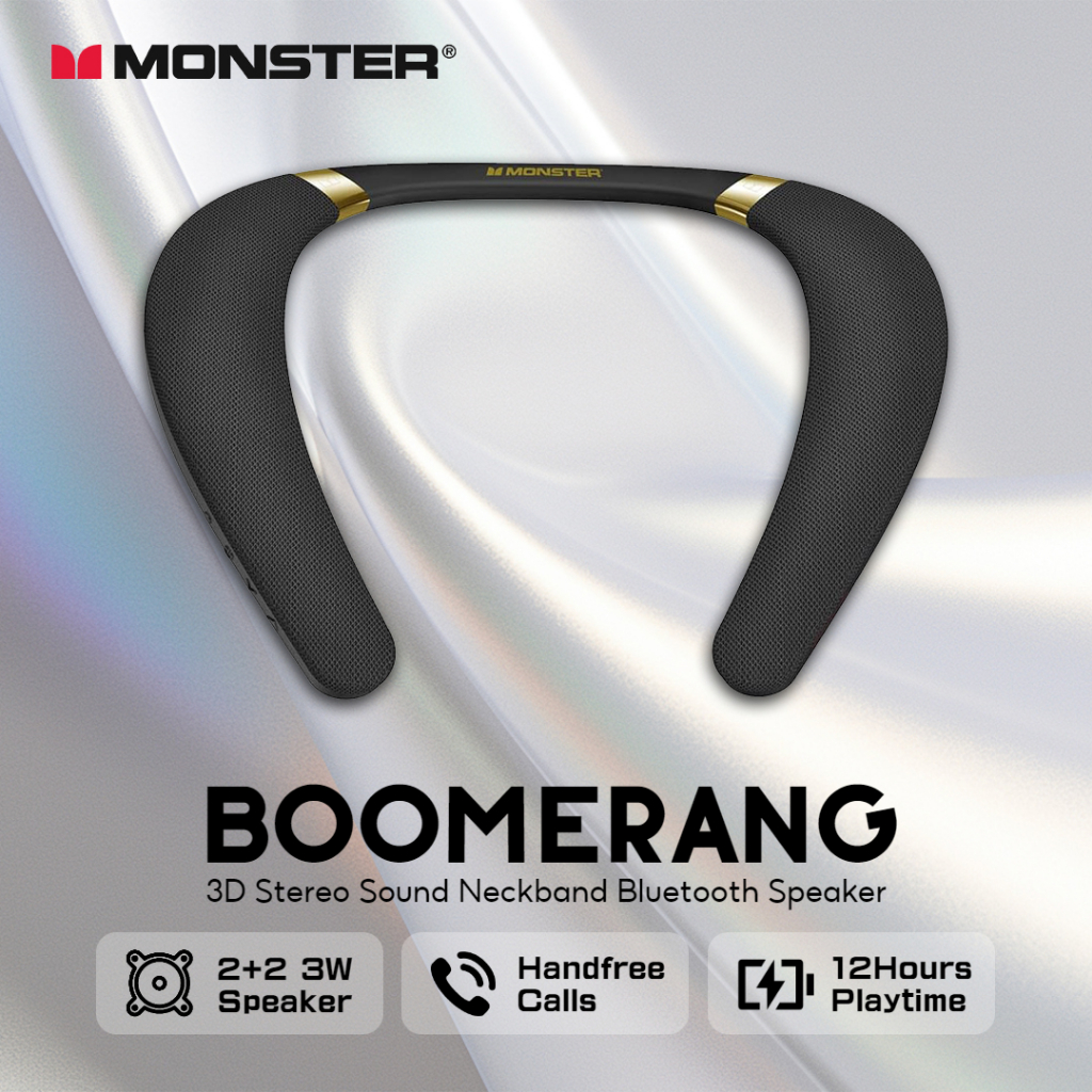 Monster Boomerang 3D Stereo Sound Neckband Bluetooth Speaker 12H ...