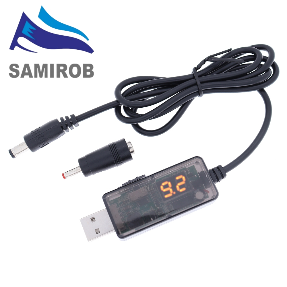 USB To DC Boost Converter Cable 5V to 9V 12V Adjustable Voltage Volt Led Display Transformer DC ...