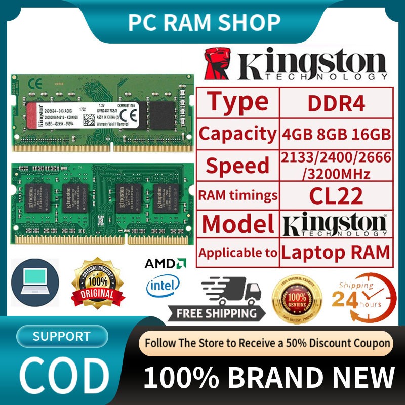 Kingston DDR4 Laptop RAM 4GB 8GB 16GB SODIMM 2133MHz 2400MHz 2666MHz 3200MHz Notebook Ram 1.2V ...