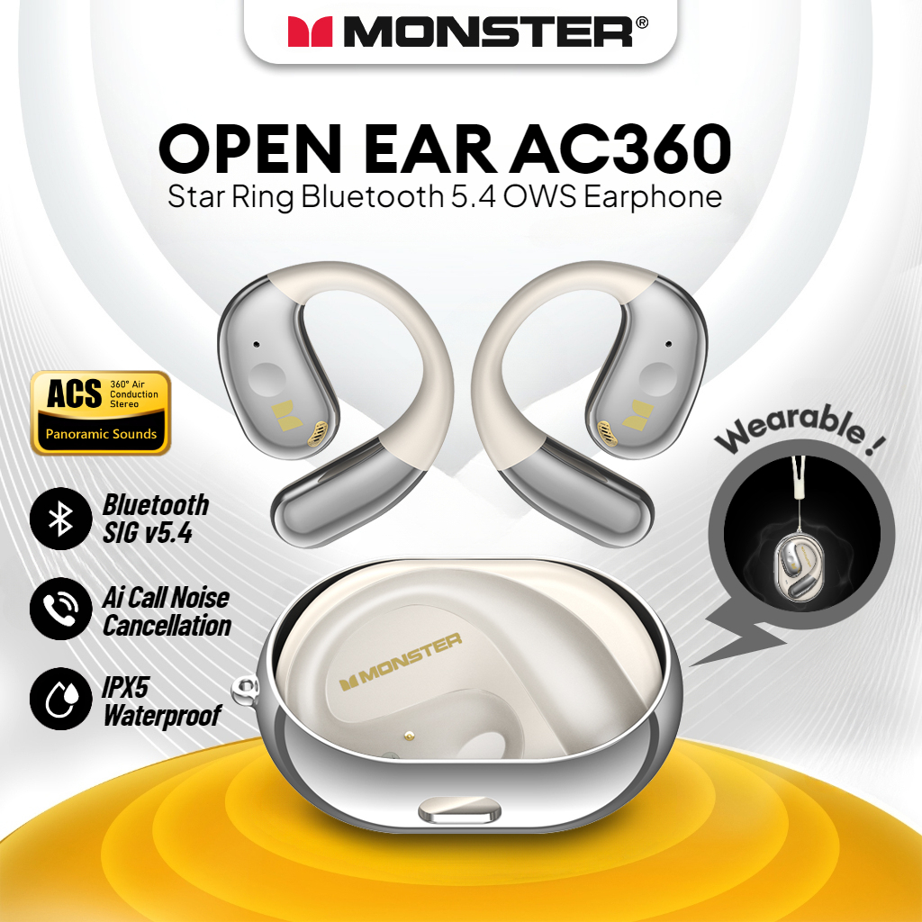 Monster AC360 Earphones Wireless Bluetooth 5.4 HD Calling Low Latency ...