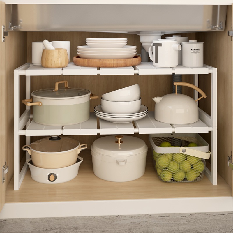 Retractable desktop layered storage rack/Kitchen cabinet storage rack ...