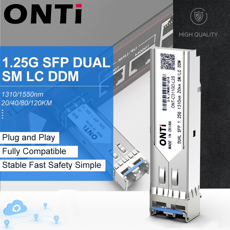 ONTi 1000Mbps Gbic Single Mode Duplex SFP Module 2 LC Compatible with ...