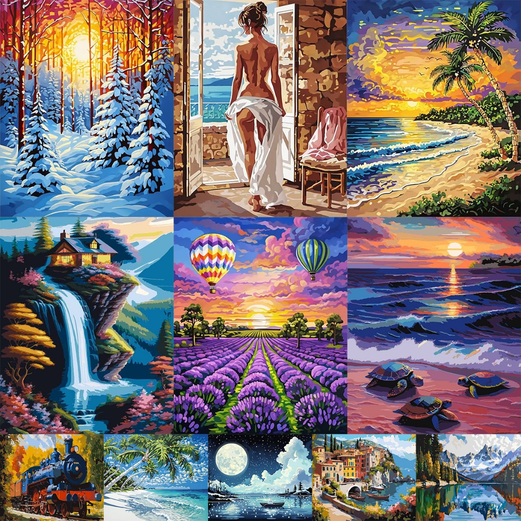 Drofe Paint by Numbers Landscape Painting by Number Digital Oil ...