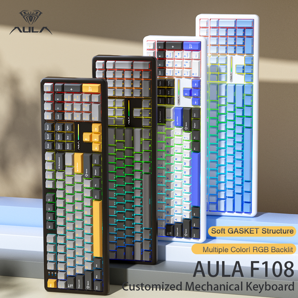 AULA F108 Customized Mechanical Keyboard 108 keys Tri-mode Hot ...