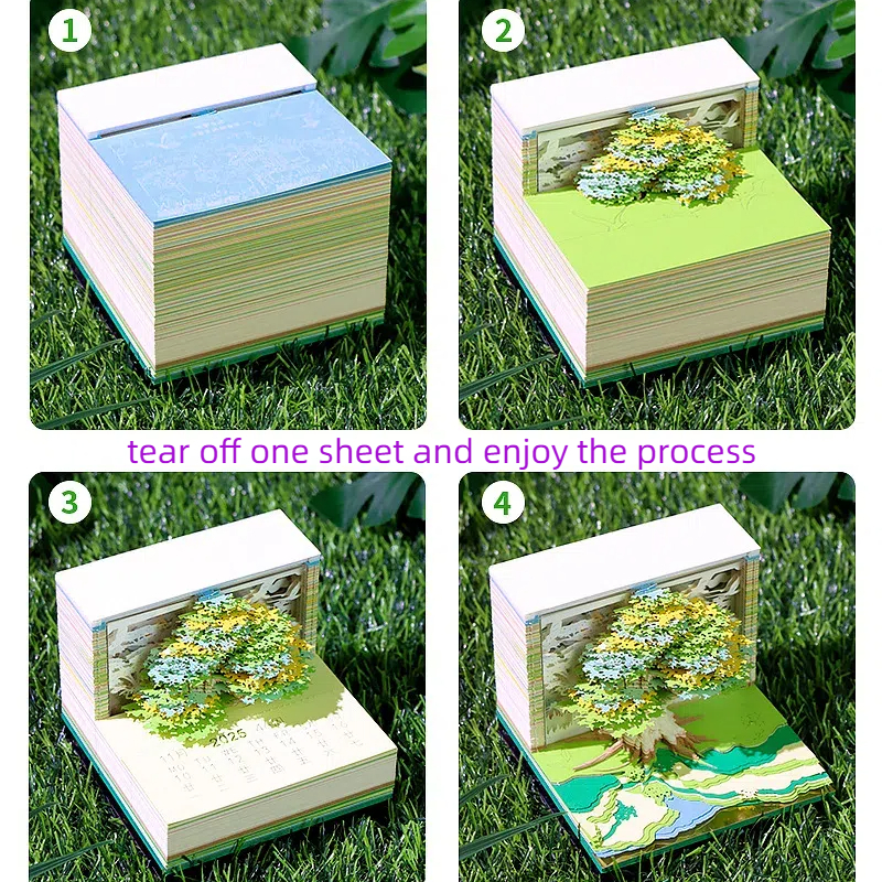 Castle Desk Calendar With LED Lights 2025 Calendar Memo Pad Creative ...