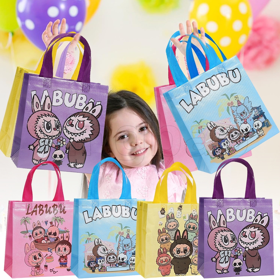 Labubu Gift Wrapping Tote Bag Cute Cartoon Kids Birthday Party Candy ...