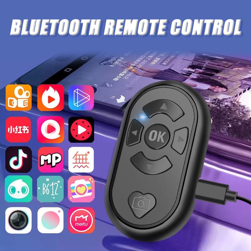 New Bluetooth-compatible Remote Control Button Photo Video Selfie Controller Rechargeable Type-C ...