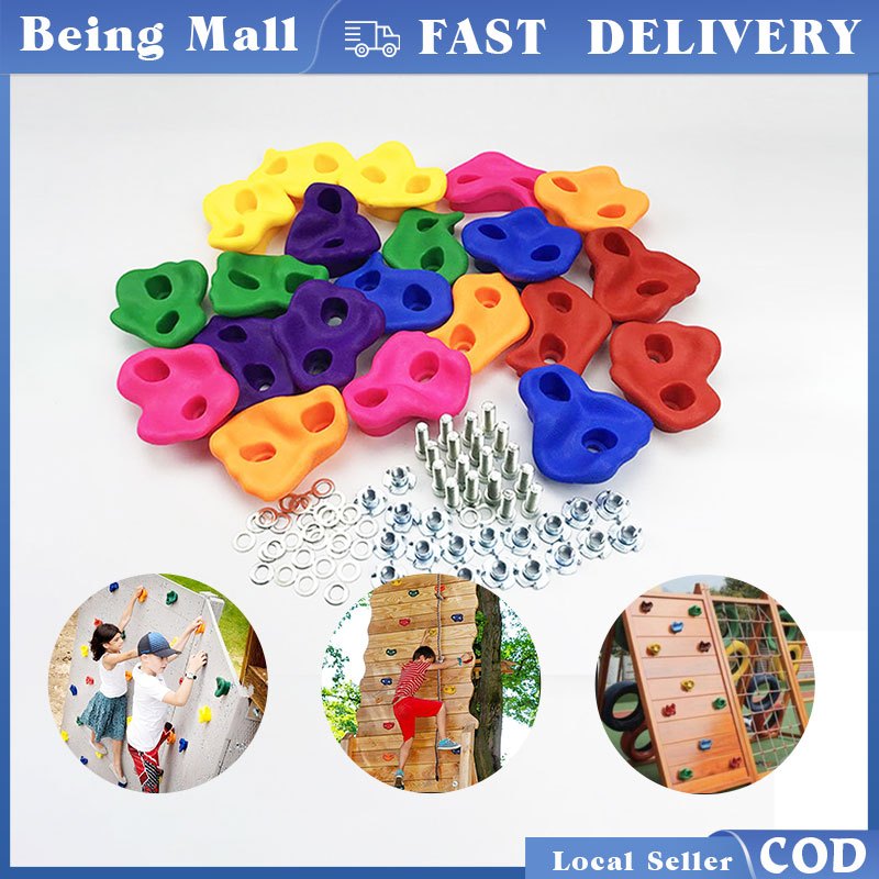 10Pcs Climbing Holds Rock Indoor and Outdoor Rock Wall Climbing Kit ...