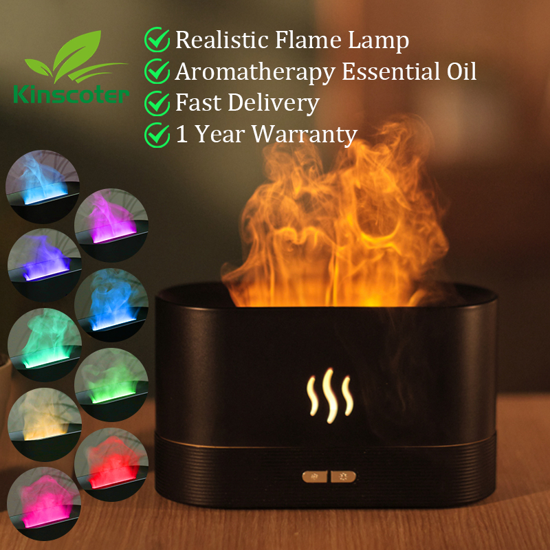 Aroma Diffuser Air Humidifier Ultrasonic Cool Mist Maker Fogger Led Essential Oil Flame Lamp ...
