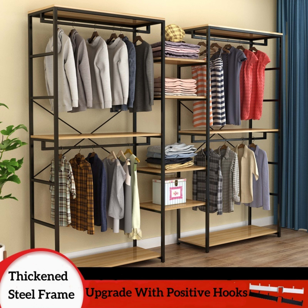 Clothing Store Clothes Rack Display Rack Bedroom Open Wardrobe Rak Baju ...