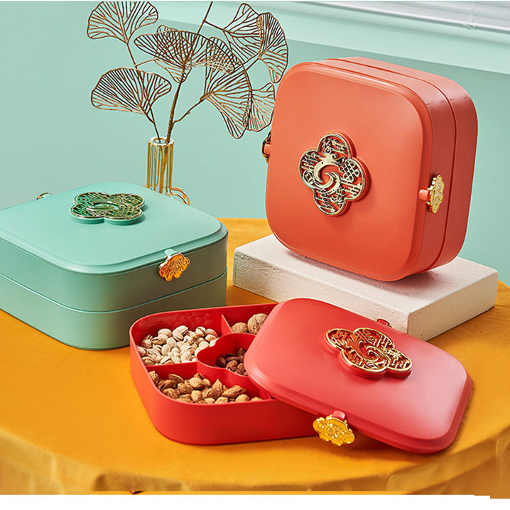2025 New Year Red Candy Box Spring Festival Divided Dried Fruit Box ...