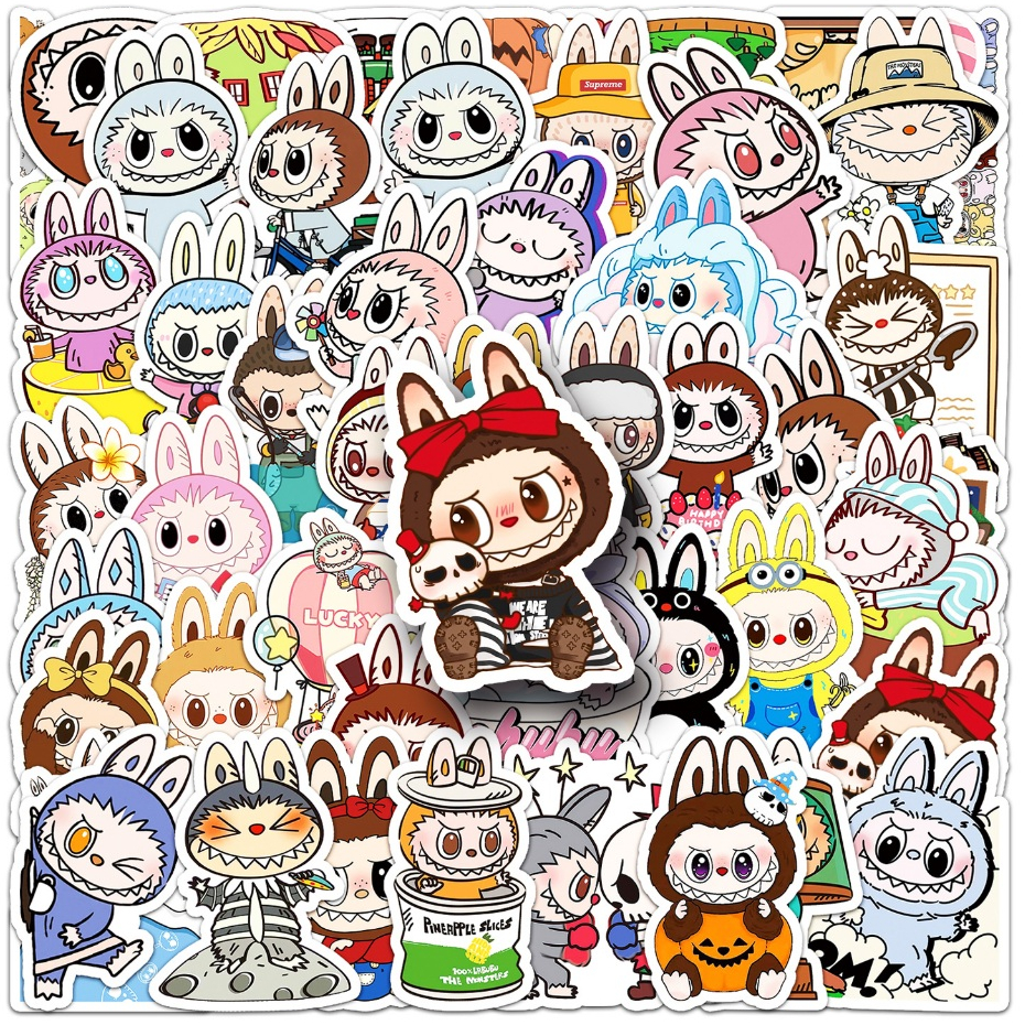 50 Piece Cute LABUBU Graffiti Stickers Waterproof DIY For Phone Laptop ...