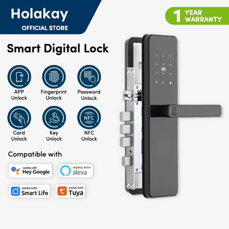 Tuya Wifi Electronic Smart Door Lock With Biometric Fingerprint / Smart ...