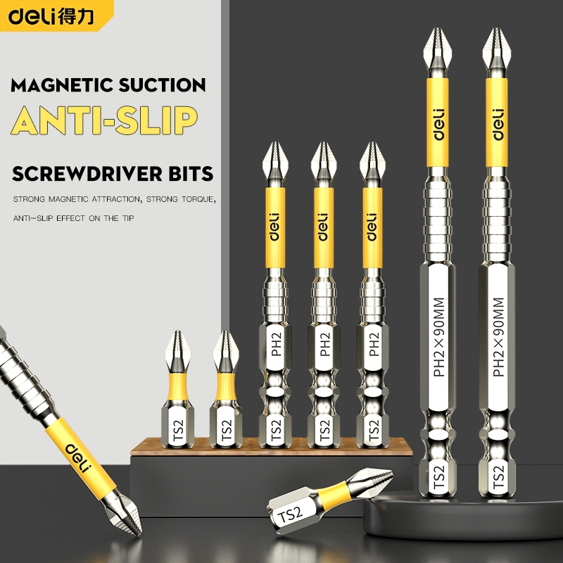【Deli】 Anti-slip phillips bit magnetic electrician ph2 long screwdriver ...