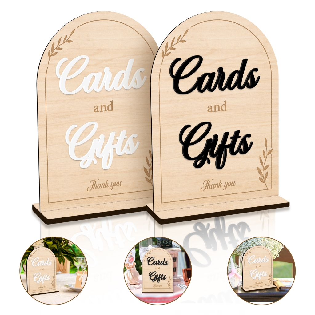 Arch Wedding Gifts and Cards Tabletop Sign, Wooden & Acrylic 3D Wedding ...