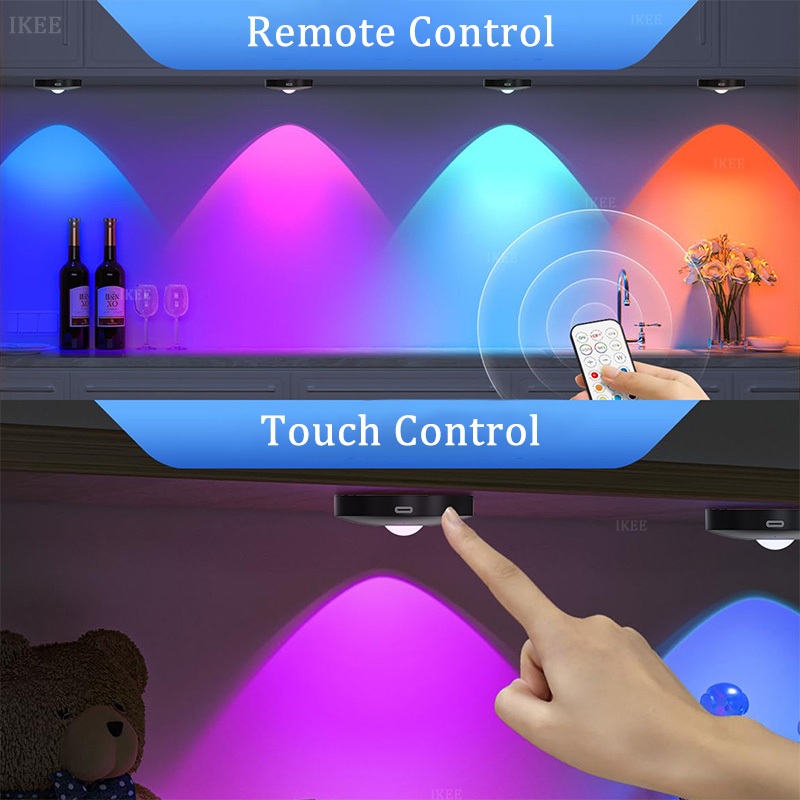 Magnetic Rechargeable Led Puck Lights With Remote Control Under Wine ...