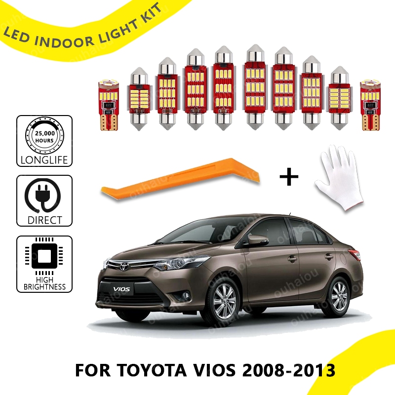 8Pcs For Toyota Vios 2008 2009 2010 2011 2012 2013 Canbus Interior LED ...