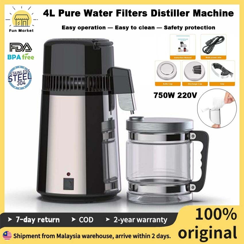 【Local delivery】4L Pure Water Filters Distiller Electric Stainless ...