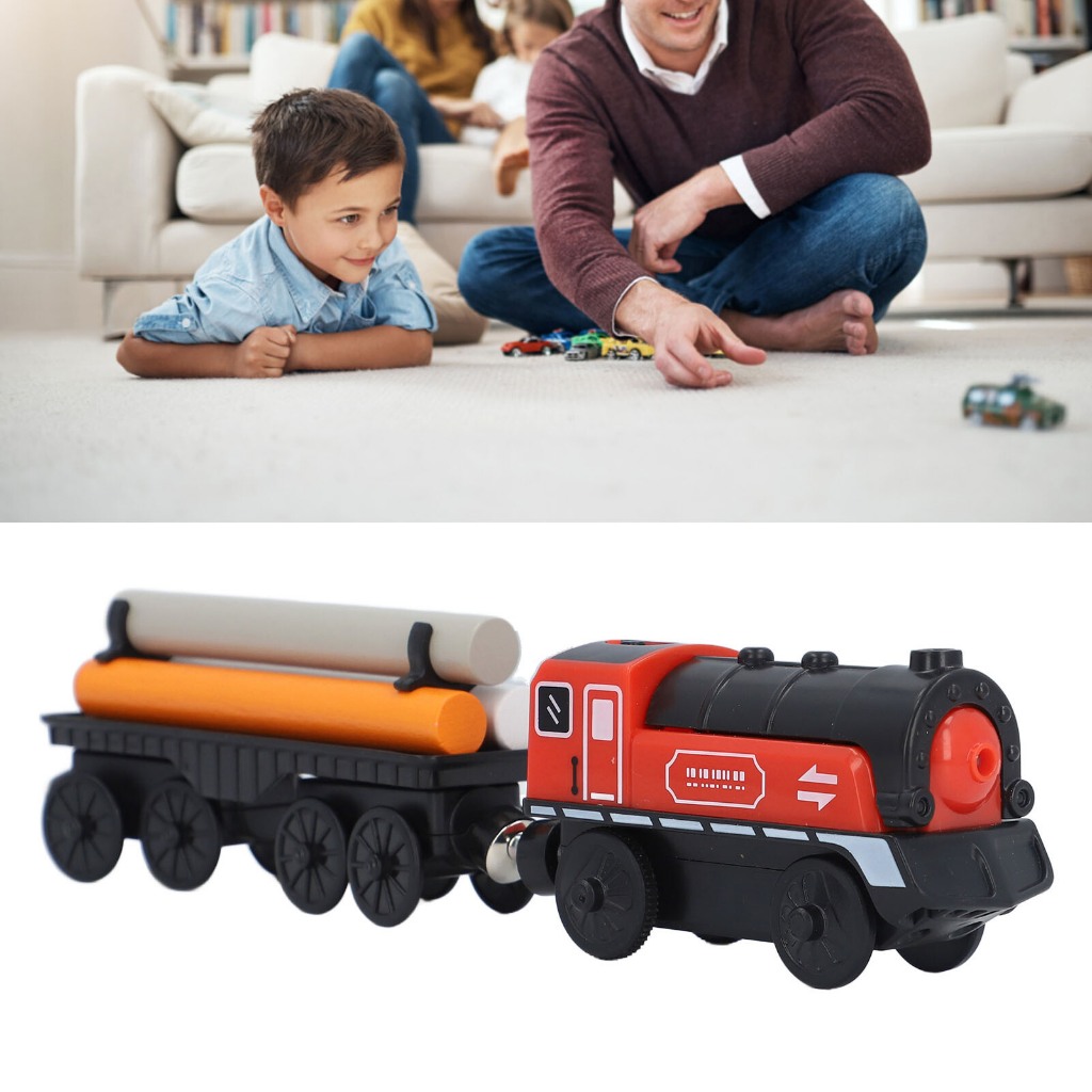 HEO~ Electric Train Set Battery Powered Endless Fun Cute Wooden Train ...