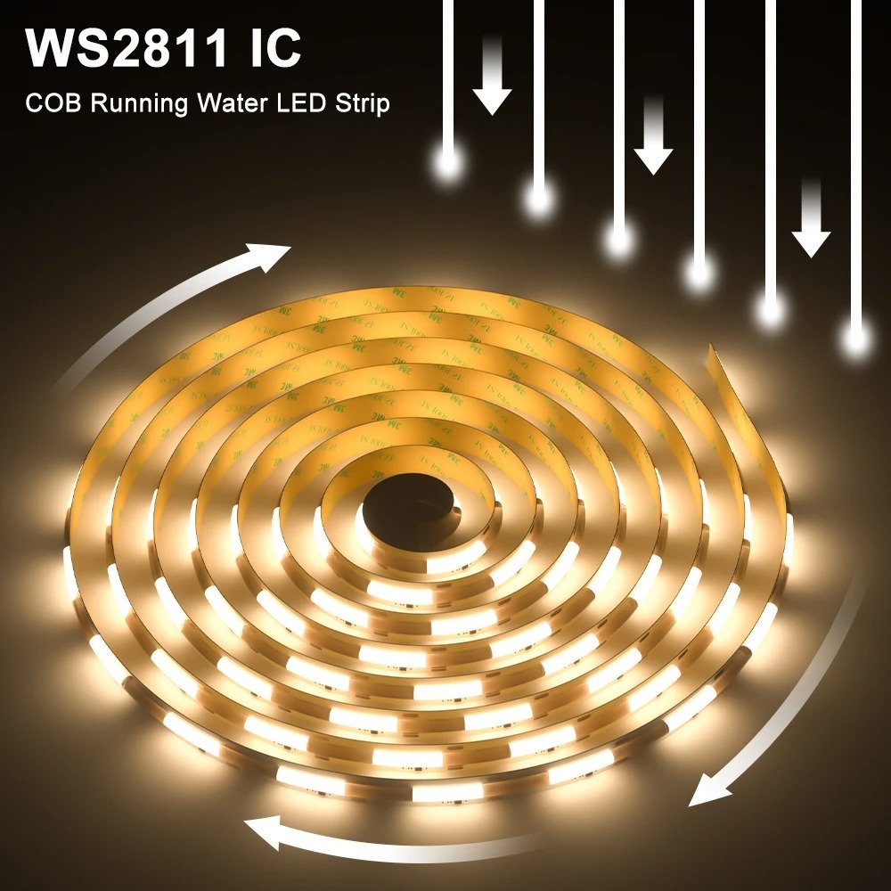 WS2811 IC Flowing Water COB LED Strips Light High Density Flexible RA95 ...