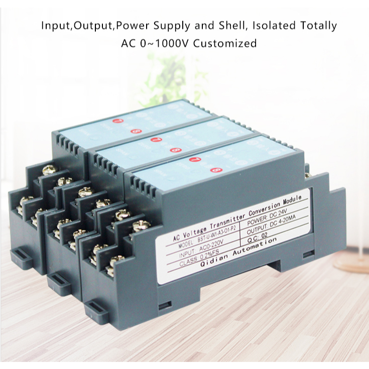 AC Voltage Transmitter 4-20mA 0-10V voltage sensor 75V 220V 380V input Voltage sensor 35mm Din ...