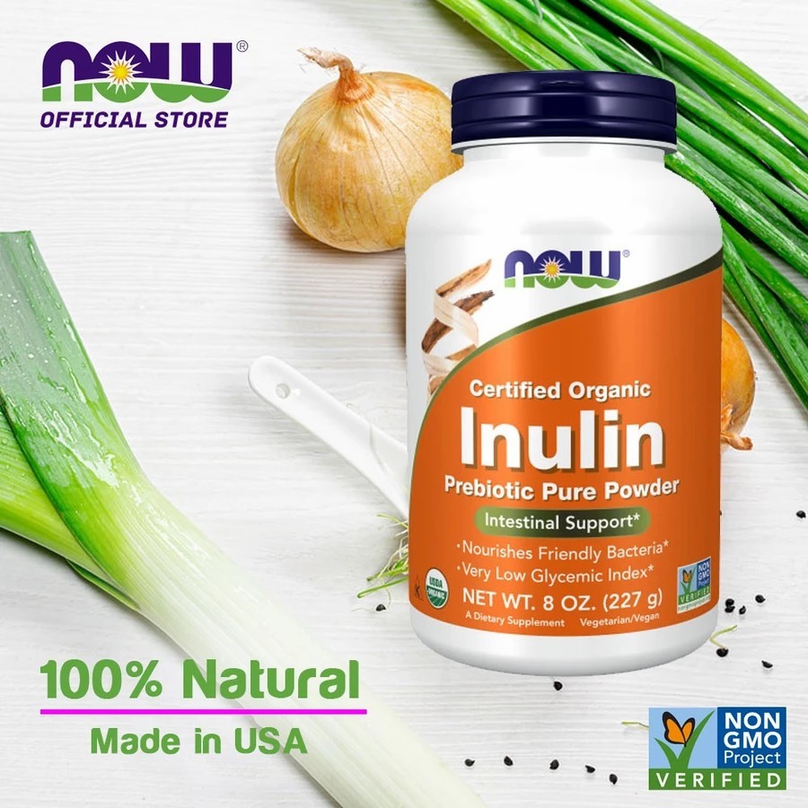 NOW Supplements, Inulin Prebiotic Pure Powder, Certified Organic, Non ...