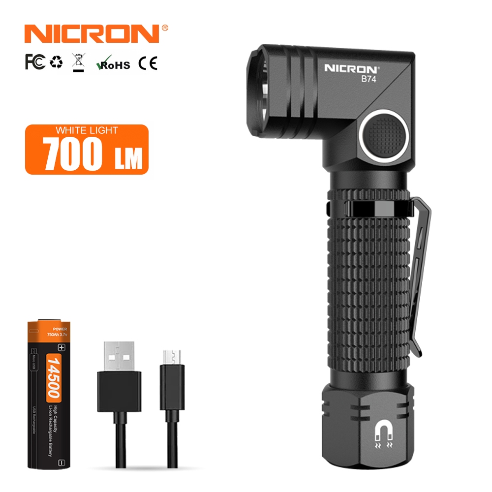 NICRON Led Flashlight B74 Handfree Dual Fuel 90 Degree Twist Rotary ...