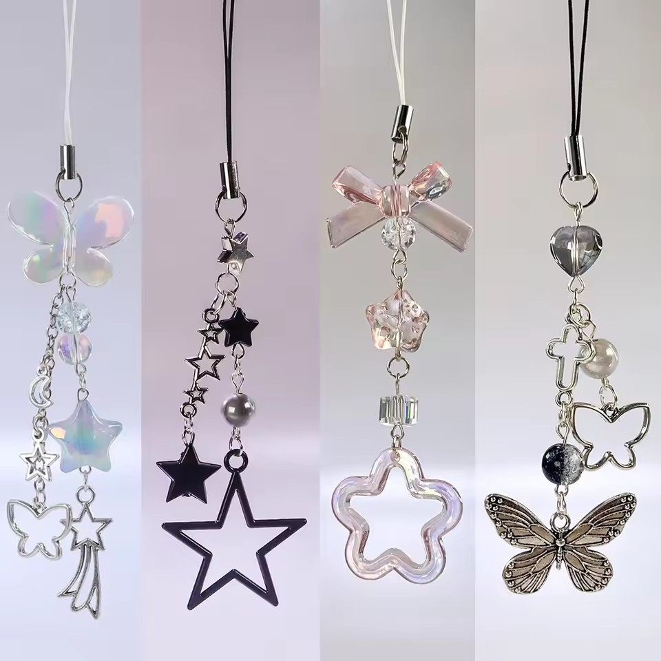 Phone Charms Y2K Phone Pendant Butterfly Sweet Girl Phone Lanyard ...
