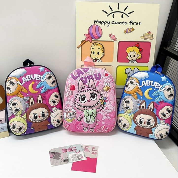 Cute cartoon LABUBU boy and girl children backpack kindergarten school ...