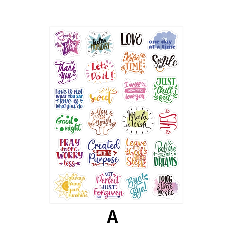 Waterproof Colour English Stickers, Single Sheet Transparent ...