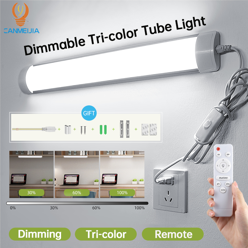 CANMEIJIA Dimmable 3 colors Tube Light with Remote Led Tube Lamp 10W ...