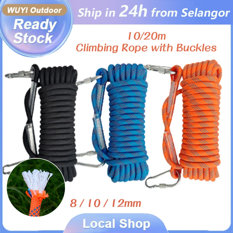 【Local Ship in 24h】Climbing Rope 8/10/12mm with Double BuckleOutdoor ...