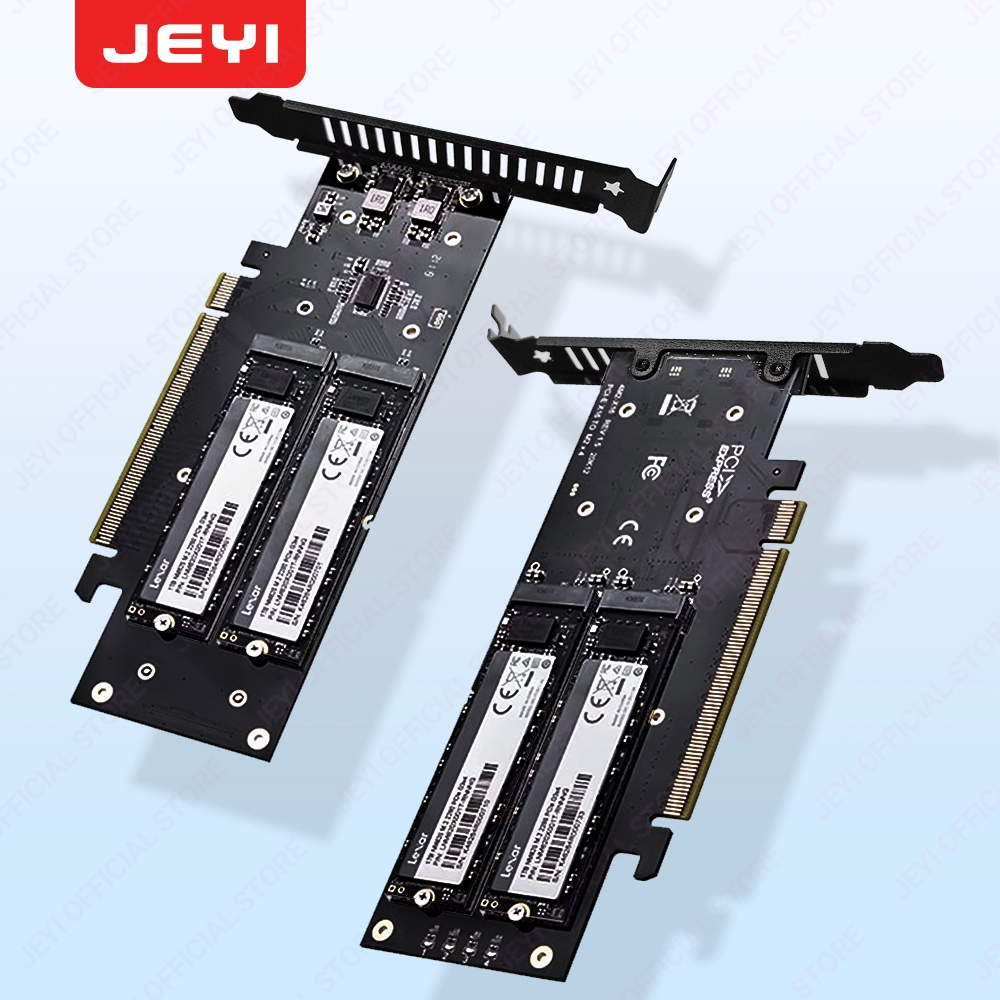JEYI 4 SSD to PCIE 4.0 Expansion Card, 4 NVMe M.2 M key SSD To PCIe X16 ...