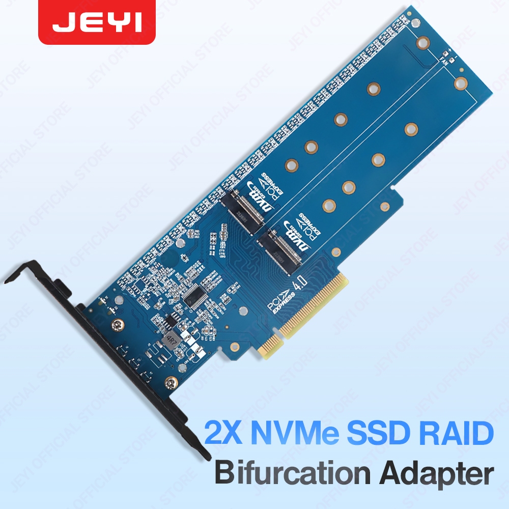 Dual NVMe PCIe Adapter, JEYI M.2 NVMe SSD to PCI-e 4.0 x8/x16 Card ...