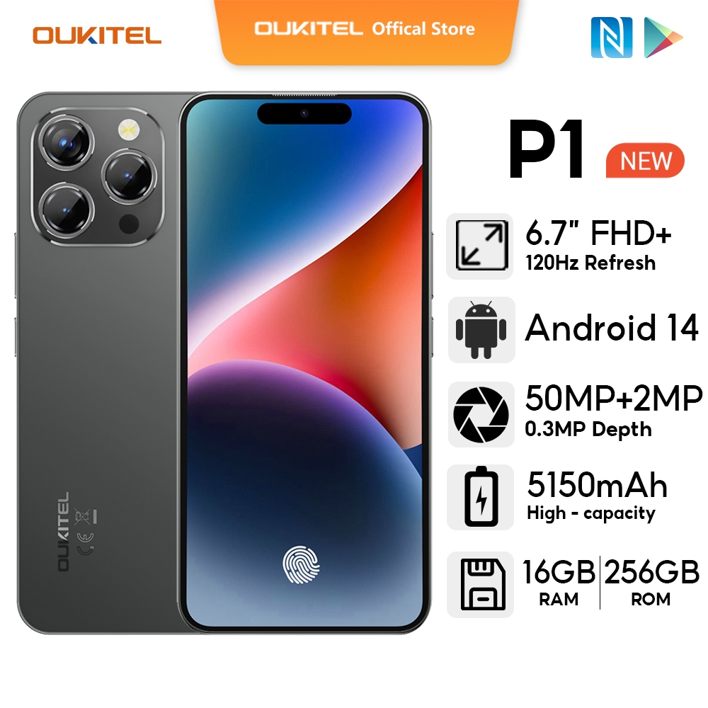 OUKITEL P1 With In-Display Fingerprint Screen 16GB+256GB 6.72"FHD+ ...