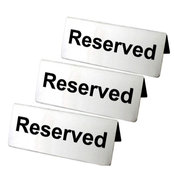 Double Sided Reserved Restaurant Stainless Steel Table Sign/ Stainless ...
